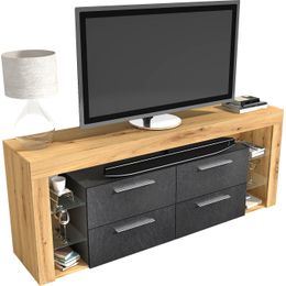 TV-Board FMD, B:180cm H:72,7cm T:41,3cm, schwarz, Sideboards, "Vibio"
