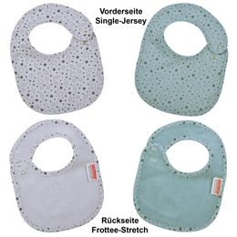 Wörner WÖRNER Baby Lätzchen "Sterne eisblau-hellgrau Druckknopflatz 22x29 cm", blau, Baumwolle, Materialmix, Lätzchen, mit Druckknöpfen, maschinenwaschbar,