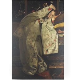 Leinwandbild, B:70cm H:80cm, braun, Art for the home, Leinwand, Wohnzimmer, Bilder, "Mädchen in weißem Kimono", Mädchen im weißen Kimono 100 x 70 cm