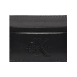 Calvin Klein Herren Kartenetui "BOLD CARD CASE", schwarz, Leder, unifarben, Kleinlederwaren, Unisex Visitenkarten, Etui mit CK-Logo