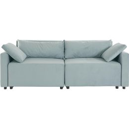 2-Sitzer Home Affaire, B:220cm H:89cm T:90cm, grün, Struktur fein (100% Polyester);Samtoptik (100% Polyester), Sofas, "Marva 2tlg.", beide Elemente