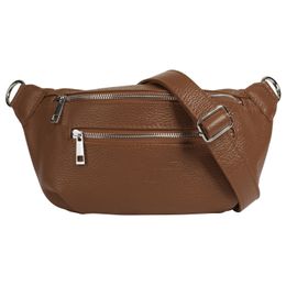 Samantha Look Damen G&uuml;rteltasche, braun, Leder, leicht gl&auml;nzend, unifarben, Taschen, echt Leder, Made in Italy