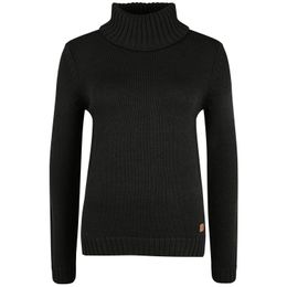 oxmo Damen Rollkragenpullover "Rollkragenpullover OXPia", schwarz, Basic, Gr. L, unifarben, Grobstrick, Obermaterial: 50% Baumwolle CO. 50% Polyacryl