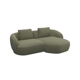 Wohnlandschaft FLEXLUX, B:217cm H:85cm T:146cm, gr&uuml;n, 100% Polyester, Sofas, "Torino, rund, L-Form, Sofa-Ecke mit Recamiere, Longchair-Sofa",