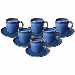 Tasse "Kaffeetassen mit Untertassen Lave 190 ml 6er Set", blau, LIKE. BY VILLEROY & BOCH, Trinkgef&auml;&szlig;e