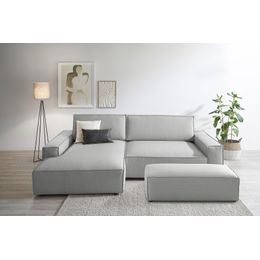Polsterecke Home Affaire, B:284cm H:90cm T:135cm, silber, 100% Polyester, Sofas, "NEU: SHERWOOD XXL tief, L-Form mit Schlaffunktion, Big-Sofa mit