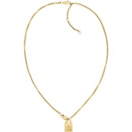 Tommy Hilfiger Damen Kette mit Anhänger "AMERICAN ICON", Edelstahl, L: 45,5 B: 2mm, gold, Edelstahl, B:2mm, Halsketten, teilweise mit Emaille