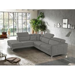 Ecksofa Egoitaliano, B:285cm H:100cm T:221cm, grau, Luxus-Micofaser Lederoptik (100% Polyester) ist ein neues technisches Gewebe mit einem visuellen