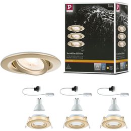 Paulmann LED Einbauleuchte "LED Einbauleuchte Nova Plus IP65 rund 93mm 30 dimmbar Gold matt", 3, Ø 9,3cm H: 3,2cm, 3 Stk., gold, Leuchten
