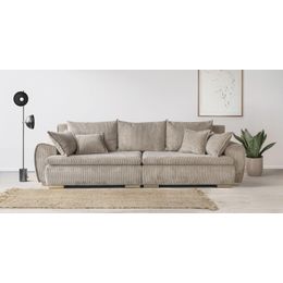 Big-Sofa Home Affaire, B:275cm T:108cm, grau, 100% Polyester, Sofas, "Katja, B: 275 cm", Mega-Sofa mit 4 Zierkissen