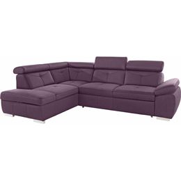 Ecksofa, B:274cm H:81cm T:206cm, lila, exxpo - SOFA FASHION, NaturLEDER (echtes Rindsleder) in Sitz und R&uuml;cken. Korpus in passendem Kunstleder