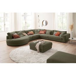 Ecksofa 3C CANDY, B:395cm H:86cm T:225cm, gr&uuml;n, 100% Polyester, Wohnzimmer, Sofas, "Enisa II, bequem und komfortabel, Mega Familiensofa, L-Form",