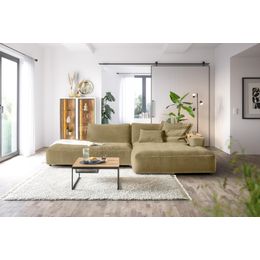 Ecksofa Musterring, B:330cm H:81cm T:190cm, gr&uuml;n, 100% Polyester, Wohnzimmer, Sofas, "Lucia", verschiedene Farben, gro&szlig;er Longchair mit Armlehne,
