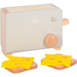 Small Foot Kinder Kinder-Toaster "Toaster-Set, grau tasty", grau, Holz, B:20cm H:7,5cm T:12cm, Spielzeug-Haushaltsger&auml;te
