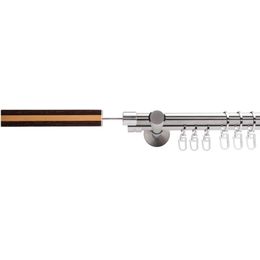 Gardinenstange Liedeco, L:120cm &Oslash;:16mm, silber, Edelstahl, Holzwerkstoff, Gardinenstangen, "Stil Viborg", 2-l&auml;ufig im Fixma&szlig; &Oslash; 16 mm