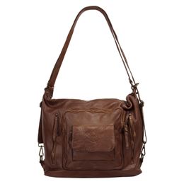 FORTY Damen Cityrucksack, braun, Leder, Rindsleder, Retro, Rucksäcke, echt Leder, Made in Italy