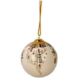 H&auml;ngedekoration Goebel, B:7,5cm H:7,5cm T:7,5cm, beige, Porzellan, Dekoh&auml;nger, "Kugel Gustav Klimt -Ornamente"