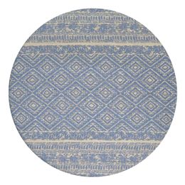 Teppich Kayoom, B:120cm H:8mm L:120cm, blau, Polyester, Wohnzimmer, Teppiche, "Sunny 110", Besonders pflegeleicht. Im Innen- und Au&szlig;enbereich