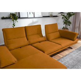 Ecksofa W.Schillig, B:291cm H:94cm T:164cm, gelb, Stoff S37 (100% Polyester): Luxus-Microfaser in Lederoptik, Wohnzimmer, Sofas, "broadway,