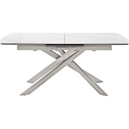 Esstisch MCA furniture, B:180cm H:76cm T:90cm, wei&szlig;, Keramik 6 mm, MDF - wei&szlig; marmoriert;Gestell: Edelstahl geb&uuml;rstet, Wohnzimmer, Tische, "VANINO