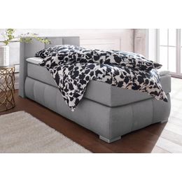 Boxspringbett Home Affaire, B:107cm L:225cm, grau, Samtoptik (100% Polyester);Bezug der Spiegelfl&auml;che Matratzendrell aus 100% Polyester;Struktur fein