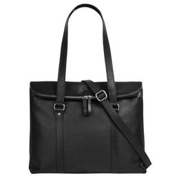 Sansibar Damen Shopper, schwarz, Leder, leicht glänzend, unifarben, Taschen, echt Leder