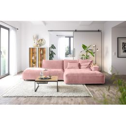 Ecksofa Musterring, B:330cm H:81cm T:190cm, rosa, 100% Polyester, Wohnzimmer, Sofas, "Lucia", verschiedene Farben, gro&szlig;er Longchair mit Armlehne,