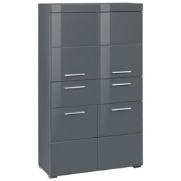 Midischrank Welltime, B:73cm H:132cm T:31cm, grau, Badezimmer, Schränke, "Avena", Standschrank mit 4 Türen, 1 Schublade - (B/T/H) 73/31/130 cm