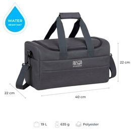 K&uuml;hltasche "Felis Gro&szlig;e Lunchtasche faltbar, sportl. Picknicktasche Thermotasche", B:40cm H:22cm T:22cm, grau, RESTO KITCHENWARE, K&uuml;hlboxen,