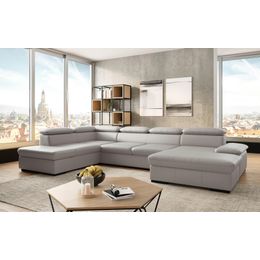 Sit & More Wohnlandschaft SIT & MORE, B:349cm H:73cm T:226cm, grau, Sofas, "Alcudia U-Form", wahlweise mit Bettfunktion