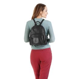 CLUTY Damen Cityrucksack, schwarz, Leder, Rindsleder, Strukturmuster, Rucks&auml;cke, echt Leder, Made in Italy