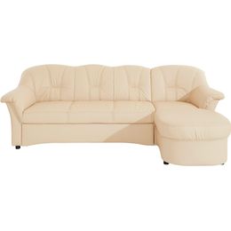 Ecksofa DOMO collection, B:231cm H:84cm T:142cm, beige, Kunstleder SOFTLUX / Struktur ( 90% Polyester, 10% Polyacryl );NaturLEDER (echtes Rindsleder)