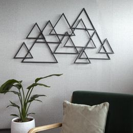 Wandbild, B:111cm H:64cm T:3cm &Oslash;:3cm, schwarz, Art for the home, Metall, Wohnzimmer, Bilder, "Modern Geo", ration Metal Kunst Luxus Modern Dreiecke