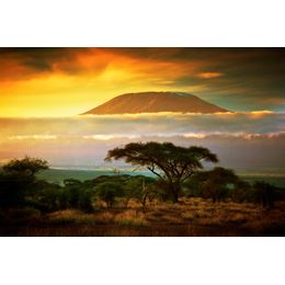 papermoon Fototapete "Mount Kilimanjaro and Clouds", B/L: 5m x 2,8m, Bahnen: 10 Stk., bunt, Tapeten