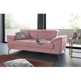 Sit & More 2-Sitzer SIT & MORE, B:197cm H:80cm T:112cm, rosa, Sofas, "Percy", 15 cm Fu&szlig;h&ouml;he, Sitztiefenverstellung, wahlweise Kopfteilverstellung