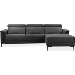 Ecksofa Home Affaire, B:261cm H:97cm T:179cm, grau, Webstoff 100% Polyester, Wohnzimmer, Sofas, "Lund, L-Form, 261cm, man. o. elektr. Relaxfunktion