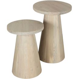 Beistelltisch ByLiving, H:60cm, beige, Wohnzimmer, Tische, "Cone", aus Massivholz in schwarz oder white wash, verschiedenen Gr&ouml;&szlig;en