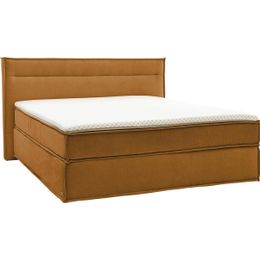 Boxspringbett Musterring, B:200cm L:215cm, gelb, Komplettbetten, "JustB SC100", schwebende Optik, inklusive Topper, verschiedene Farben, 180 x 200 cm