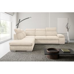 Ecksofa WERK2, B:280cm H:86cm T:230cmnatur, 90% Polyester, 10% Nylon, Sofas, "Memo Alicante", Schlafsofa mit Bettkasten & verstellbaren Kopfstützen.