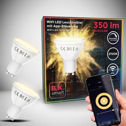 B.K.LICHT LED-Leuchtmittel, L:5cm Ø:5,6cm, weiß, Leuchtmittel, Smart Home LED-Lampe, RGB, WiFi, App-Steuerung, dimmbar