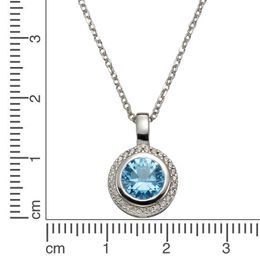 Celesta Damen Kette mit Anh&auml;nger "925/- Silber Zirkonia & sy. Blautopas", 43cm, Silber 925 (Sterlingsilber), L: 43 B: 11mm, wei&szlig;, Silber 925
