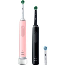 Oral-B Elektrische Zahnbürste "Pro 3 3900", schwarz, Kunststoff, B:3cm H:25cm T:3cm, Elektrozahnbürsten, Doppelpack 3 Putzmodi