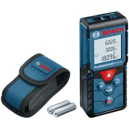 Lasermessgerät "GLM 40 Professional", B:4,1cm H:10,5cm L:2,4cm, blau, Bosch Professional, Lasermessgeräte, Staub- und Spritzwasserschutz IP54
