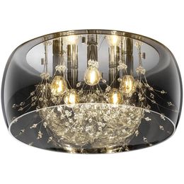 Trio LEUCHTEN Deckenleuchte "Crystel", 5, Ø 50cm H: 23,5cm, 1 Stk., grau, Wohnzimmer, Leuchten, Elegante Deckenlampe mit Glasschirm Ø 50cm, exkl