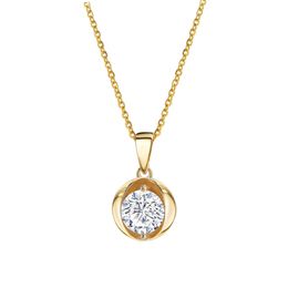 ZEEme Damen Kette mit Anh&auml;nger "Silber 925 vergoldet 45cm lang mit wei&szlig;em Zirkonia-Stein", 45cm, Silber 925 (Sterlingsilber), L: 45 B: 12mm, gelb,