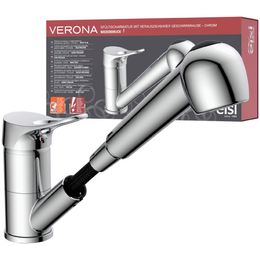 EISL&reg; Sp&uuml;ltischarmatur EISL, B:5,2cm H:17,2cm T:24cm, grau, Kunststoff, Messing, Armaturen, "Verona", mit Geschirrbrause, Niederdruck, 360 schwenkbar,