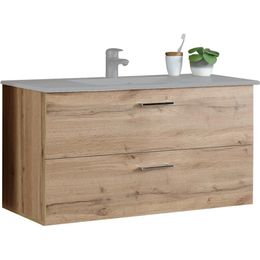 Waschtisch, B:101cm H:53cm T:47cm, braun, BASIC BY BALCULINA, Badezimmer, Waschtische, "Best", Breite 101 cm,mit Waschbecken, Softlclose