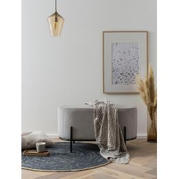 Polsterhocker Salesfever, B:80cm H:42cm T:40cm, grau, Stoff (88% Polyester/12% Nylon), Metall, Hocker, "Komfortabler Polsterhocker", mit