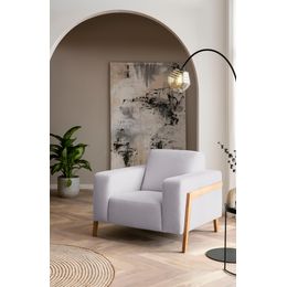 Sessel, B:105cm H:84cm T:96cm, grau, exxpo - SOFA FASHION, Wohnzimmer, Sessel, "Starr, Loungesessel, Scandic Design mit Sichtholz am Armteil", im