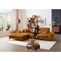 Ecksofa W.Schillig, B:303cm H:70cm T:193cm, gelb, Stoff S37 (100% Polyester): Luxus-Microfaser in Lederoptik, Wohnzimmer, Sofas, "Piedroo, Designsofa